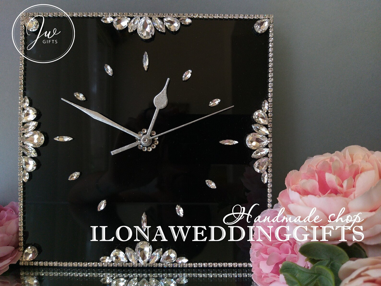 Swarovski Crystal Bling Wall Clock Clear Rhinestone Elegant Style ...