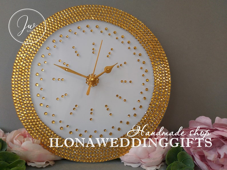 Swarovski Crystals Bling Wall Clock Clear Silver Rhinestones Elegant ...