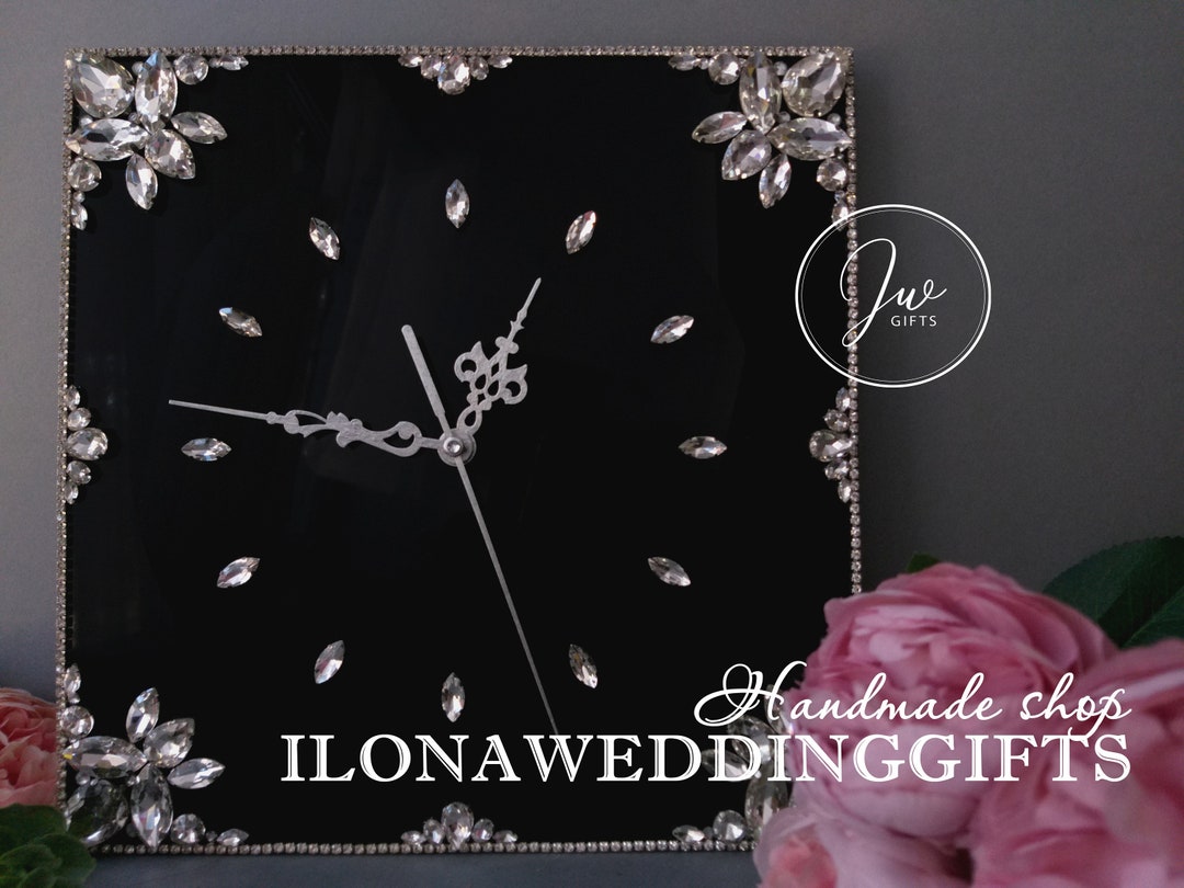 Swarovski Crystal Bling Wall Clock Clear Rhinestone Elegant Style ...