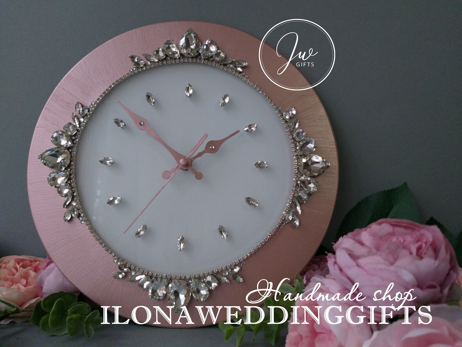 Swarovski Crystals Bling Gold Wall Clock Clear Silver Rhinestones ...