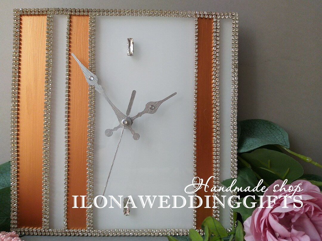 Modern Square Clock Bling Swarovski Crystals Silent Home Decorative ...