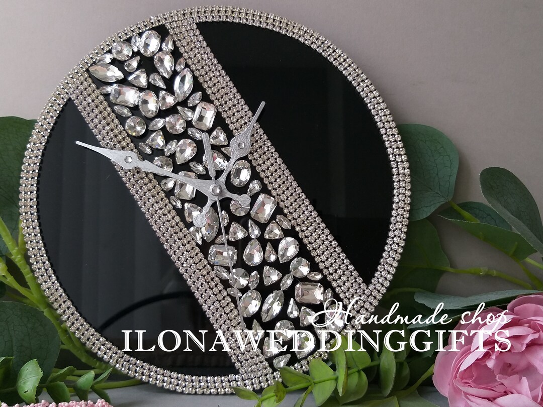Swarovski Crystals Bling Wall Clock Clear Rhinestones Elegant Style ...