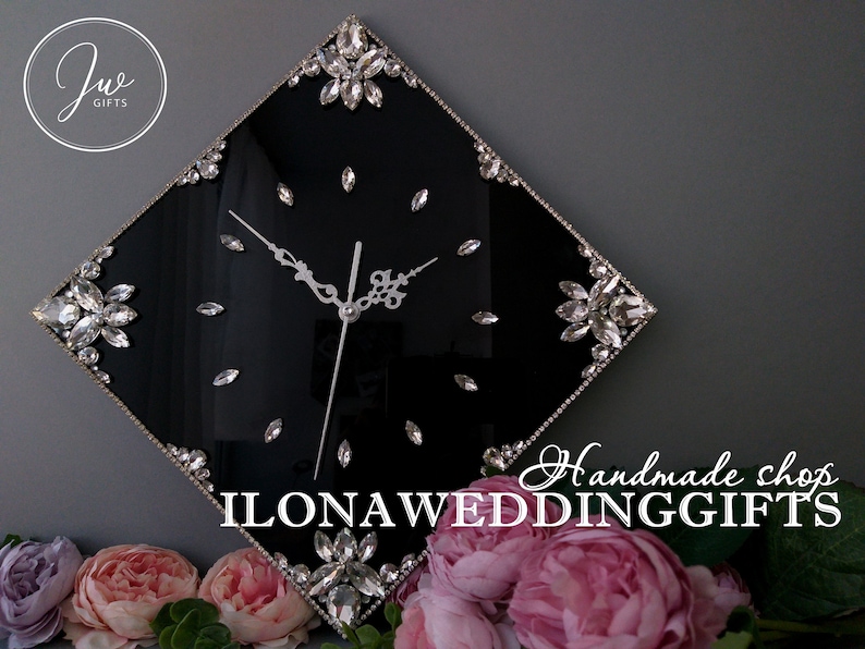 Rhombus Silent Bling Wall Clock Clear Swarovski Rhinestones - Etsy