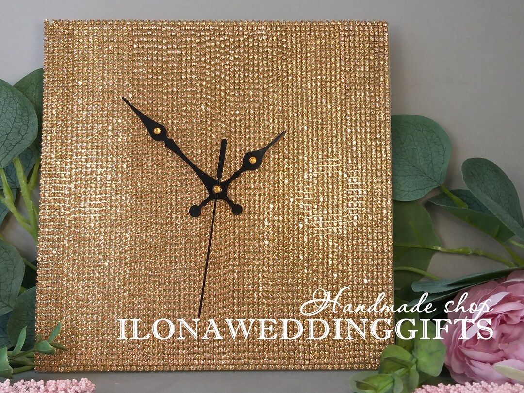 Modern Square Clock Bling Swarovski Crystals Silent Home Decorative ...