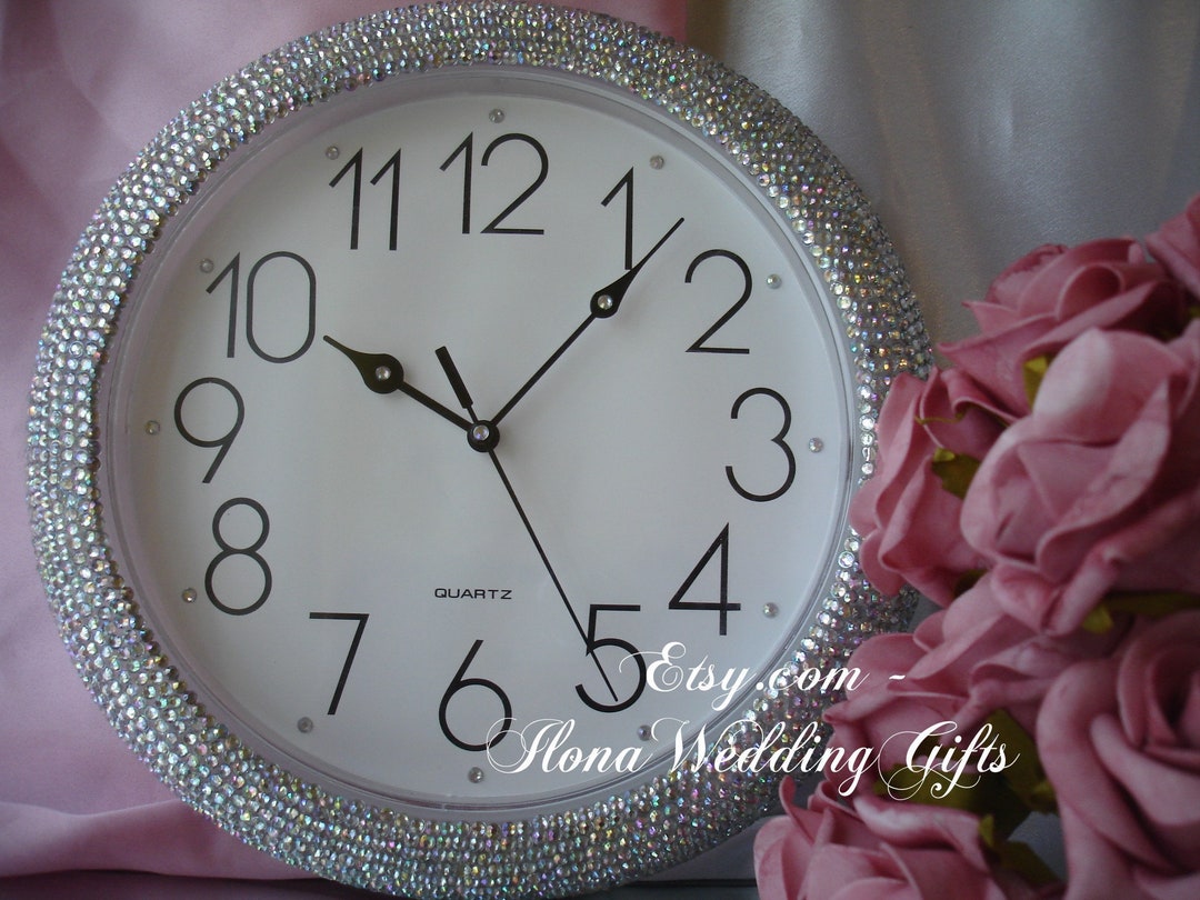 Swarovski Crystal Bling Wall Clock Watch Multicolor Rhinestones ...