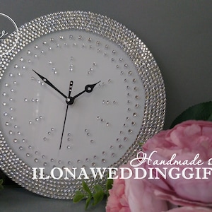 Swarovski Crystals Bling Wall Clock Clear Silver Rhinestones Elegant ...