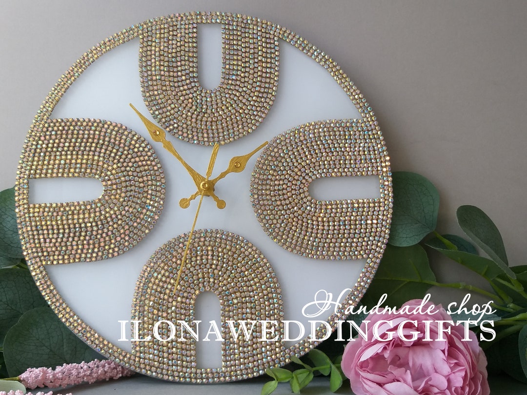 Rainbow Wall Clock Desk Silent Bling Swarovski Crystals A Colorful Life Decor Decorative Elegant ...