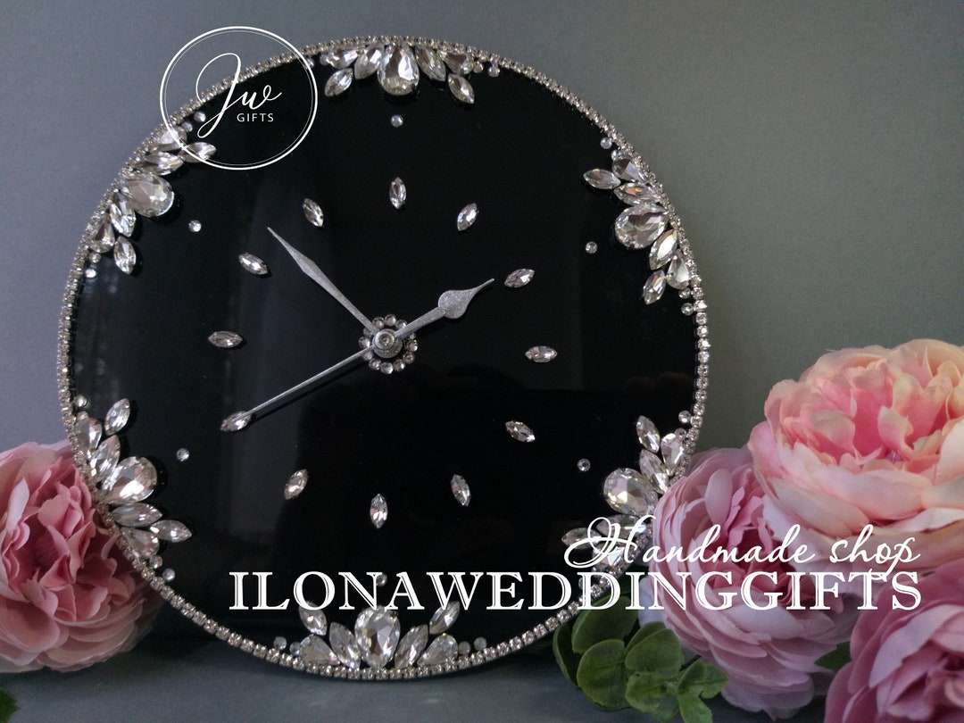 Swarovski Crystal Bling Wall Clock Clear Rhinestones Elegant Style ...