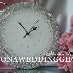 Swarovski Crystals Bling Wall Clock Clear Silver Rhinestones Elegant ...