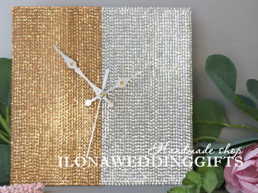 Modern Square Clock Bling Swarovski Crystals Silent Home Decorative ...