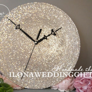 Minimalist Wall Clock Modern Silent Bling Round Swarovski Crystals ...