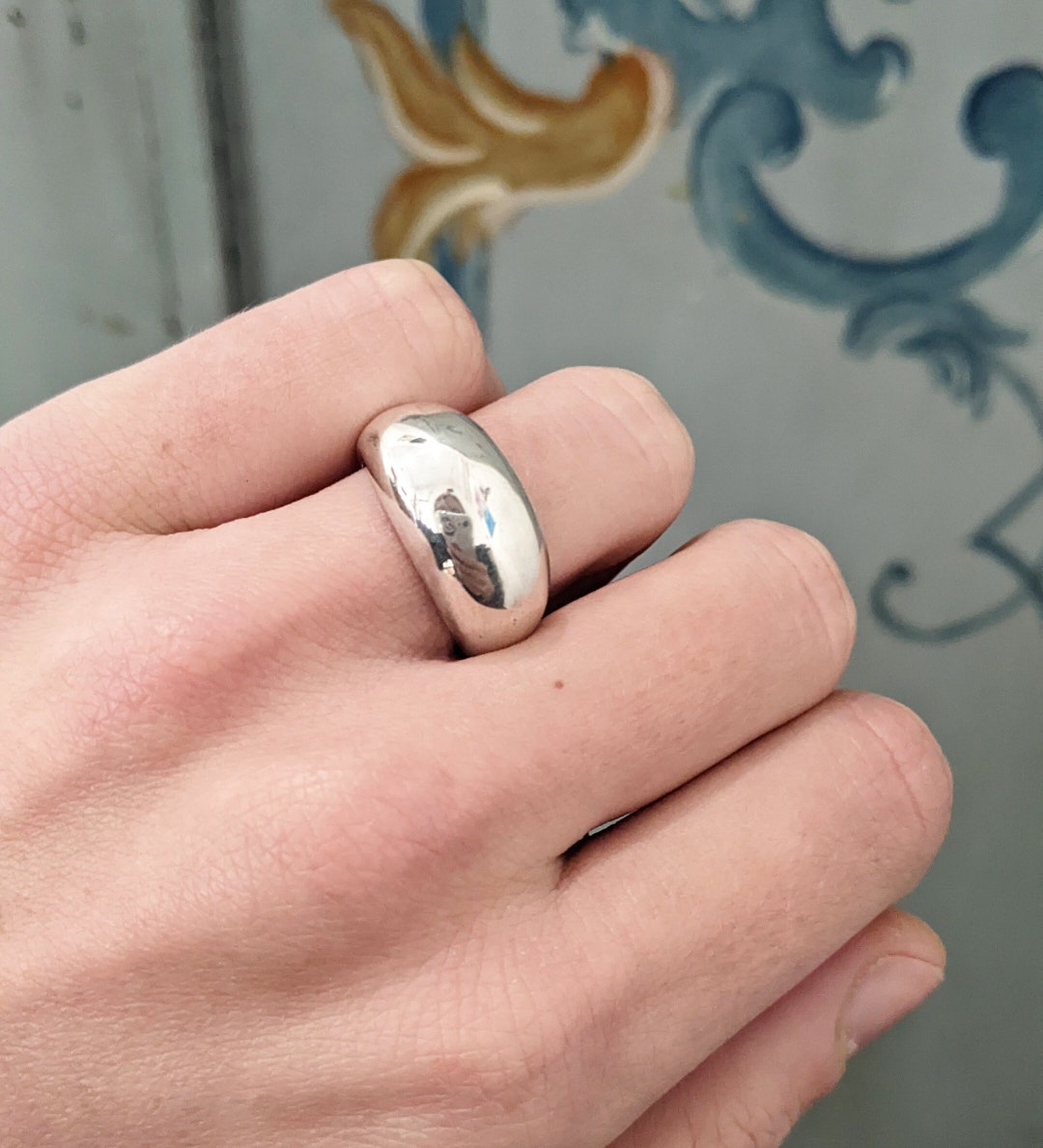 Domed Ring - in Solid Sterling Silver, Mirror Polished, Handmade and ...