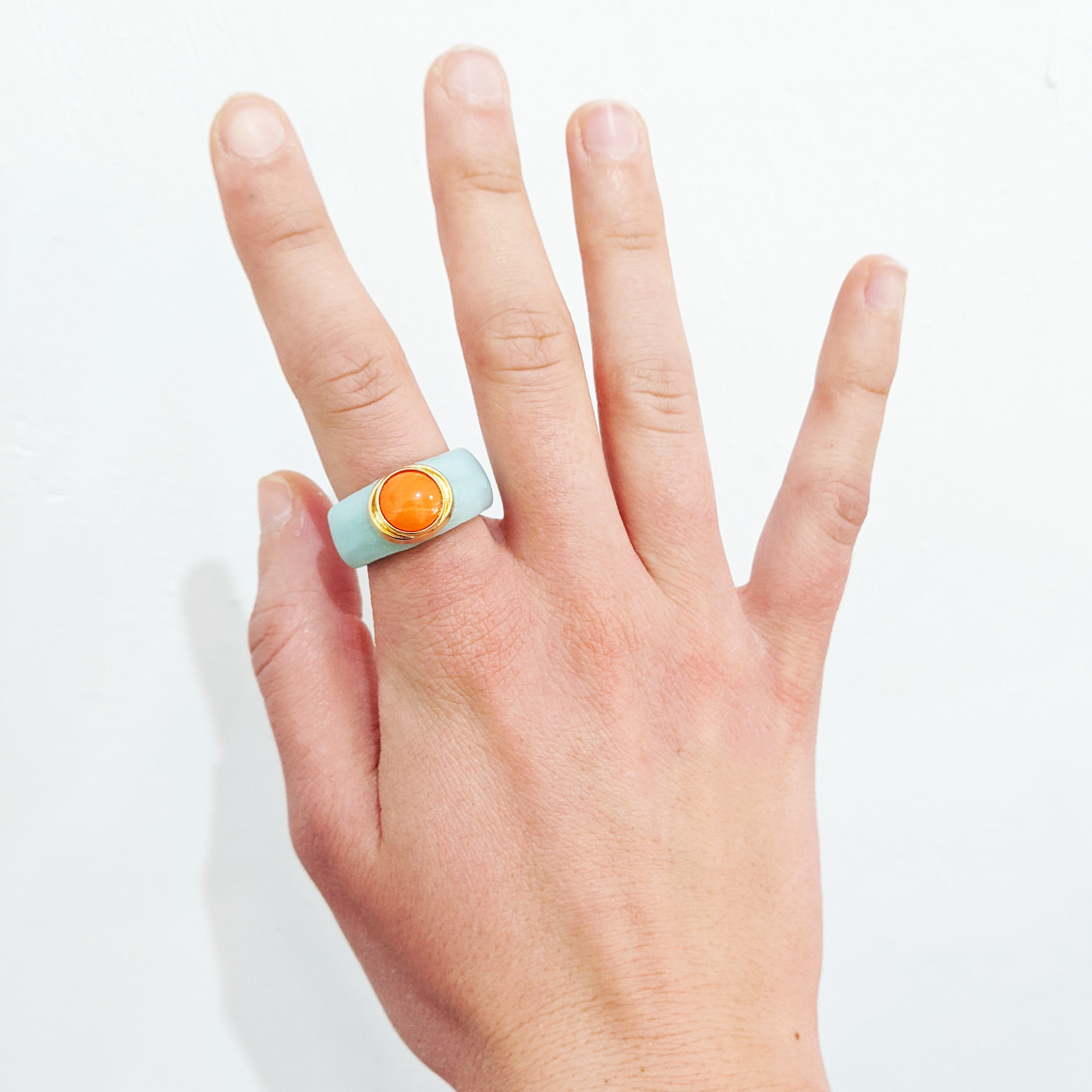 Handmade Candy Ring With a Contemporary Design, Orange and Light Blue ...