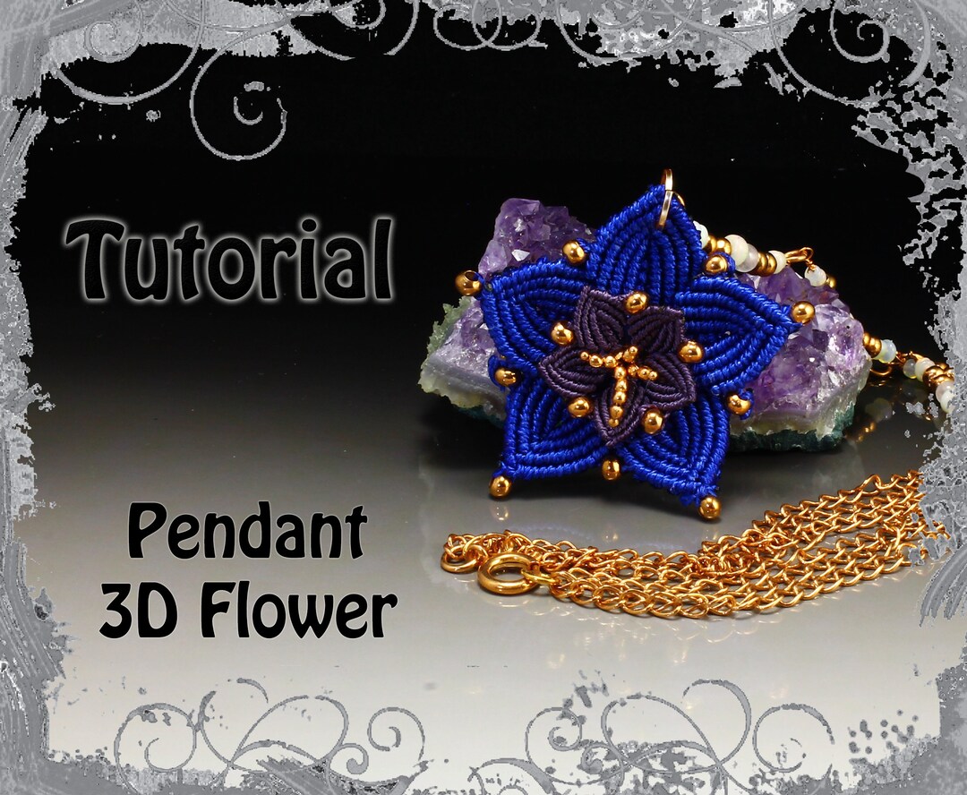 TUTORIAL - 3D Flower Micro Macrame Pendant - Macrame Pattern ...