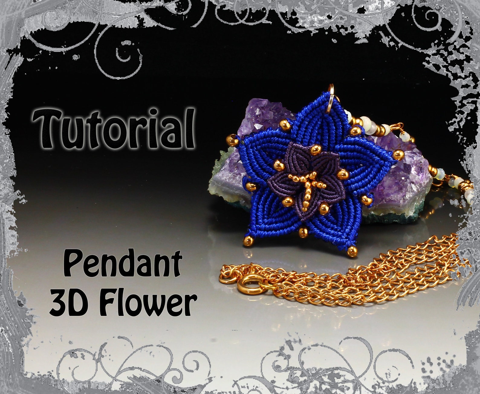 TUTORIAL 3D Flower Micro Macrame Pendant Macrame Pattern - Etsy UK