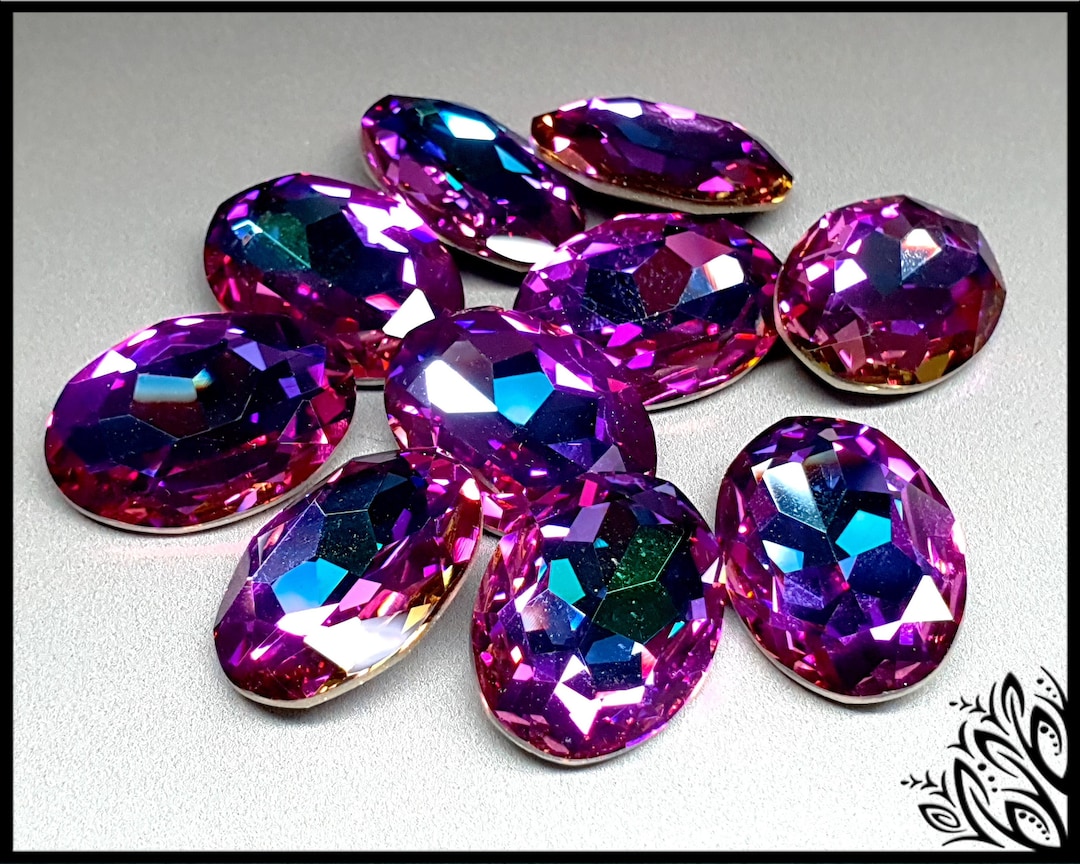 Glass Crystal - Oval - 18 Mm - Plum AB - Etsy