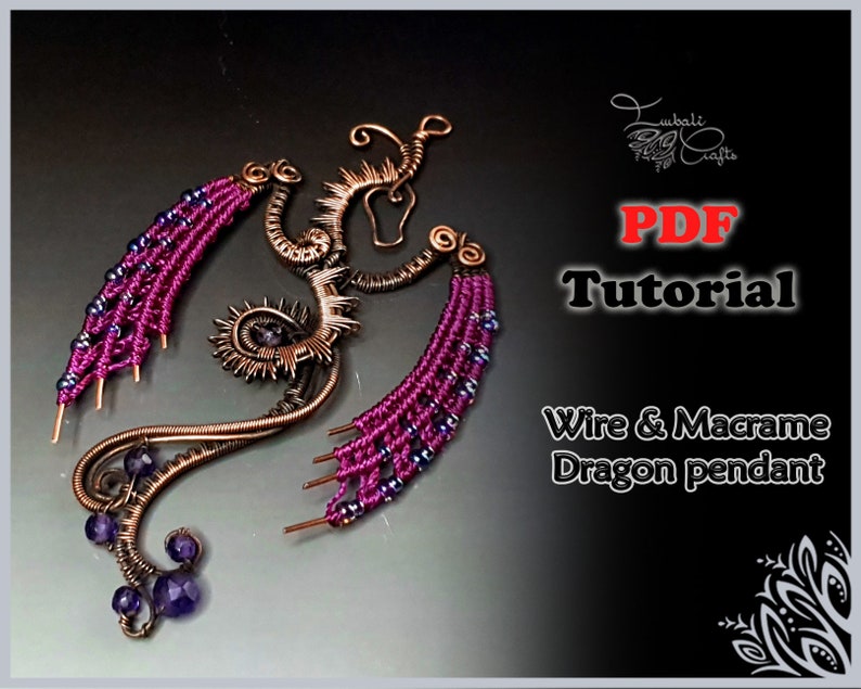 PDF Tutorial - Dragon Pendant - Macrame & Wire Pattern - Necklace ...