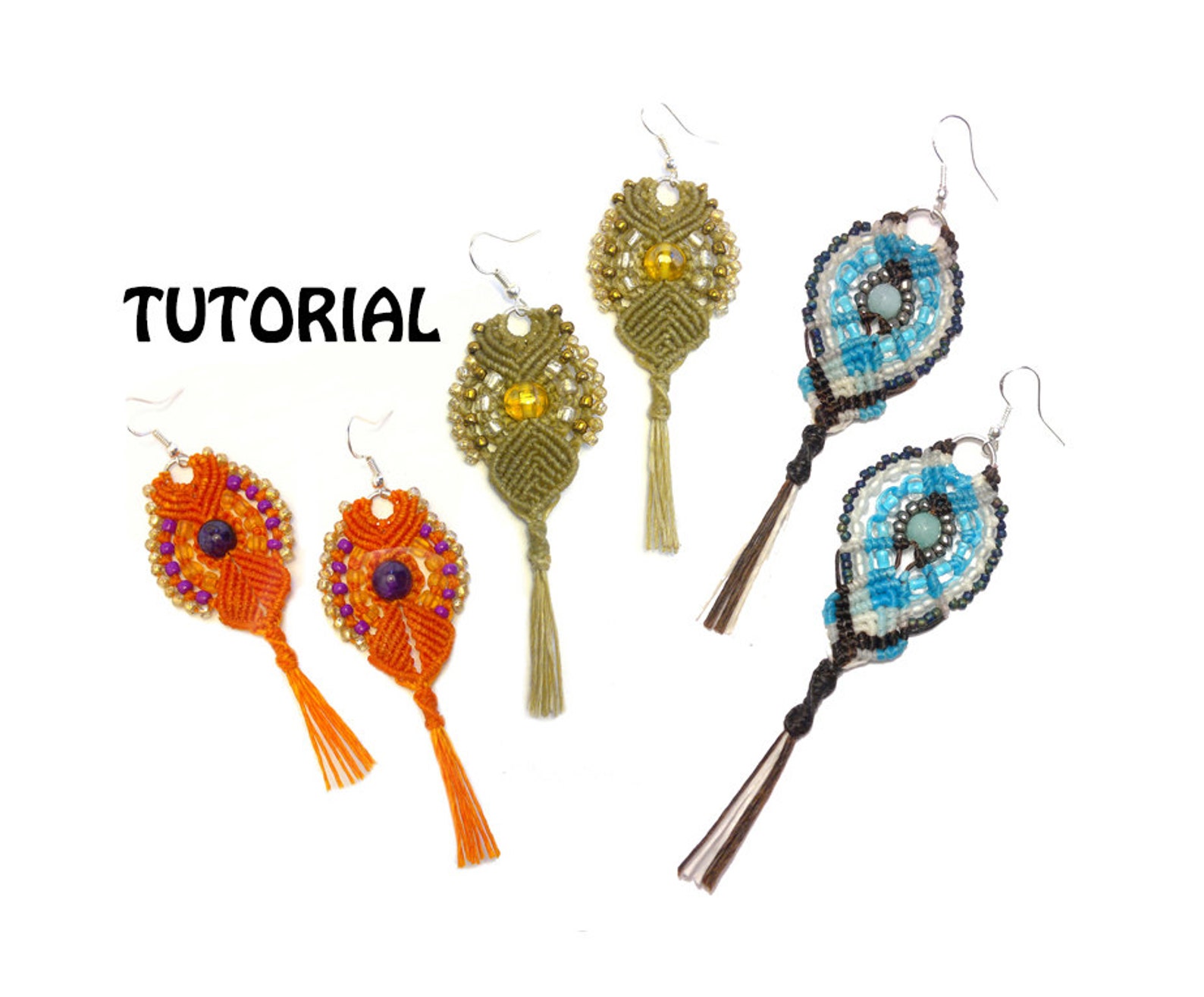 TUTORIAL - Micro Macrame Cleopatra Earrings - Etsy