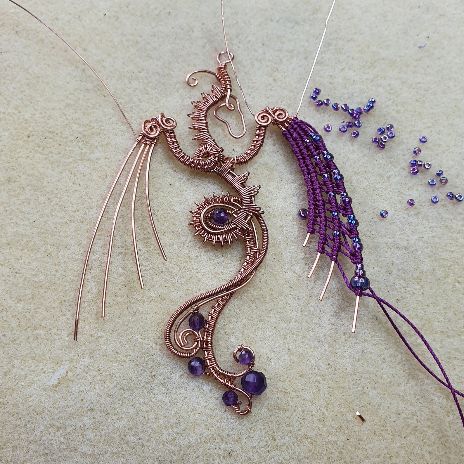 PDF Tutorial - Dragon Pendant - Macrame & Wire Pattern - Necklace ...