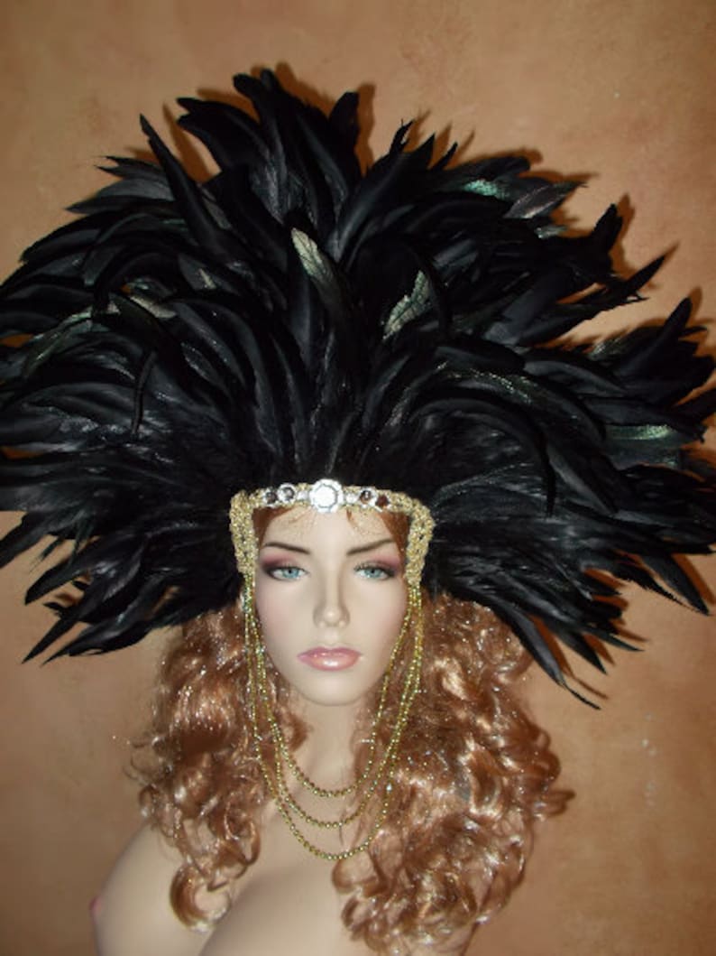 Mardi Gras Masquerade Mask Headpiece Carnival Samba Showgirl Costume ...