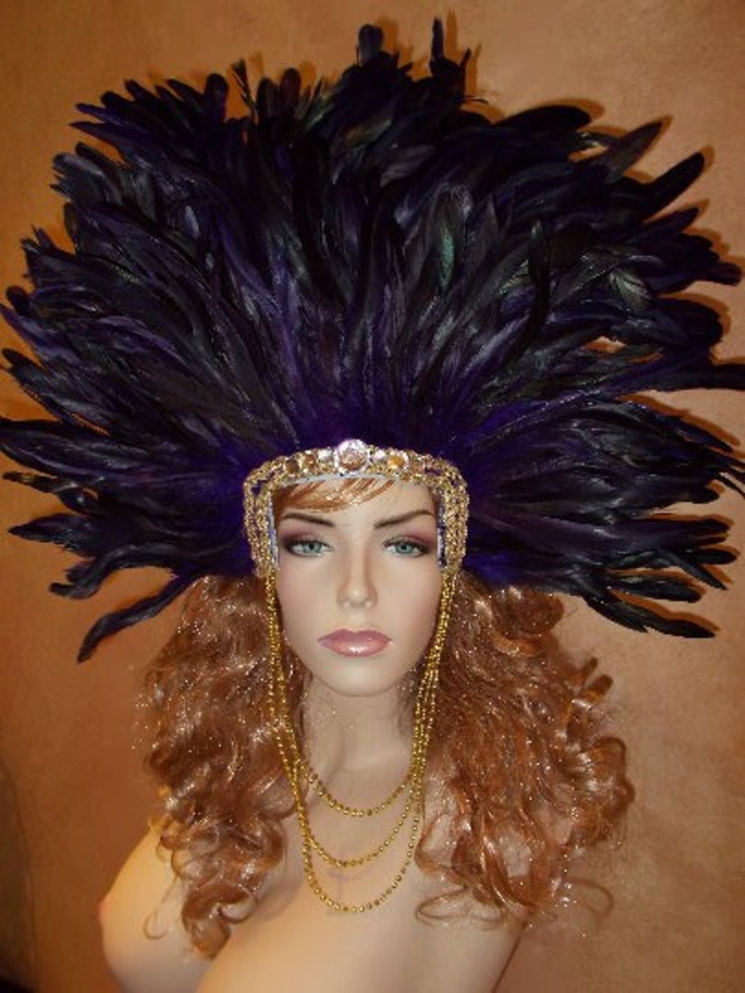 Mardi Gras Masquerade Mask Headpiece Carnival Samba Showgirl Costume ...