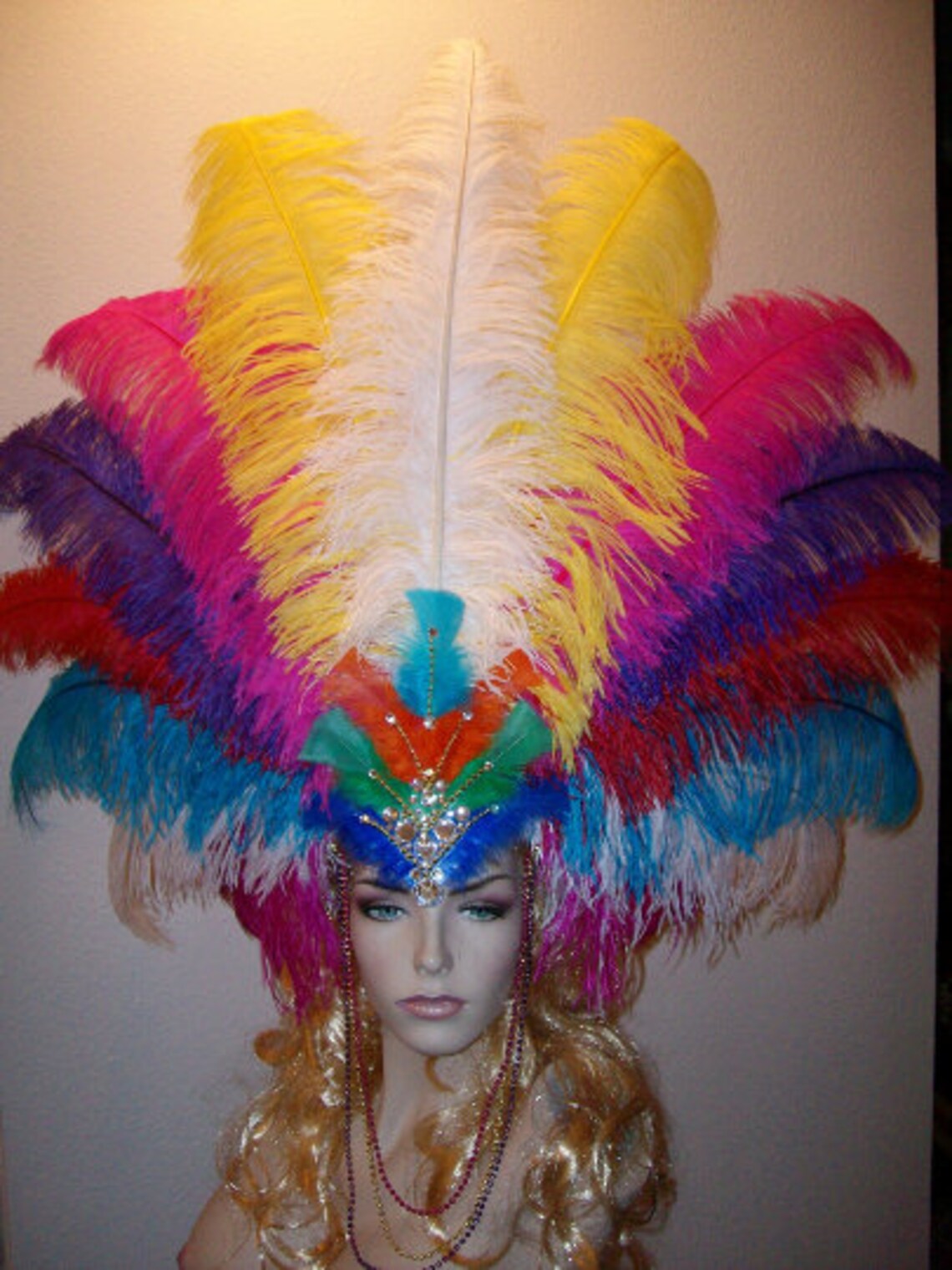 Authentic 3pc Las Vegas Showgirl Headpiece Halloween Jeweled Etsy