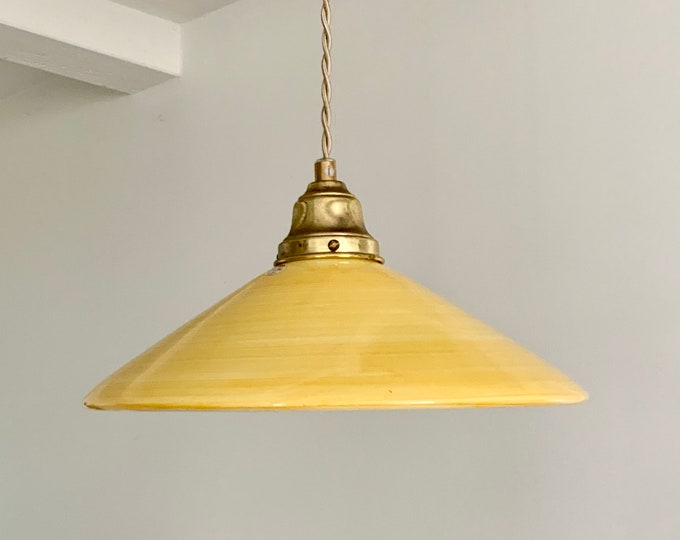 Yellow Ceramic Ceiling Pendant With Brass Top by Lene Bjerre. Danish ...