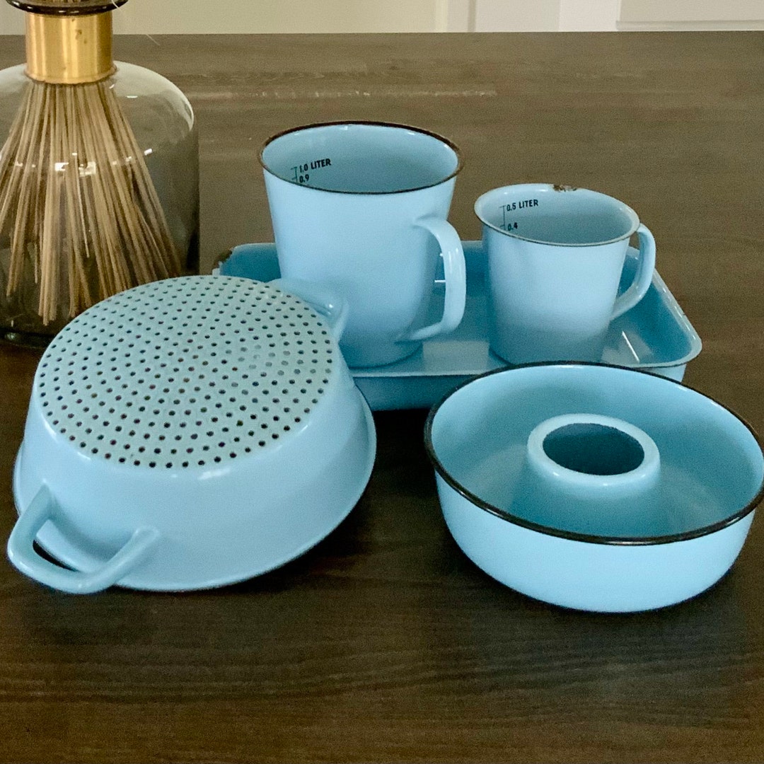 Antique Danish Madam Blue Enamel Kitchenware Set - Etsy