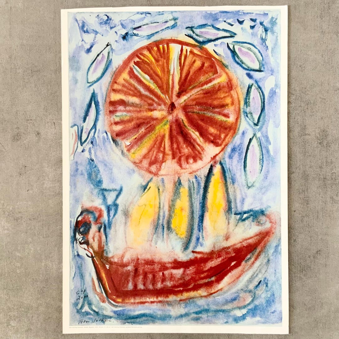 Carl Henning Pedersen Vintage Poster “sun Boat Egypt”. Abstract Danish ...