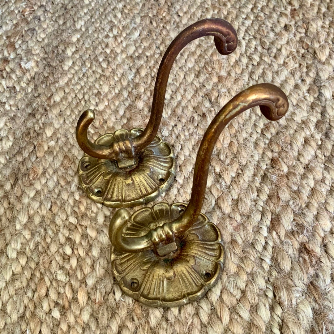 Vintage Danish Solid Brass Hooks. - Etsy