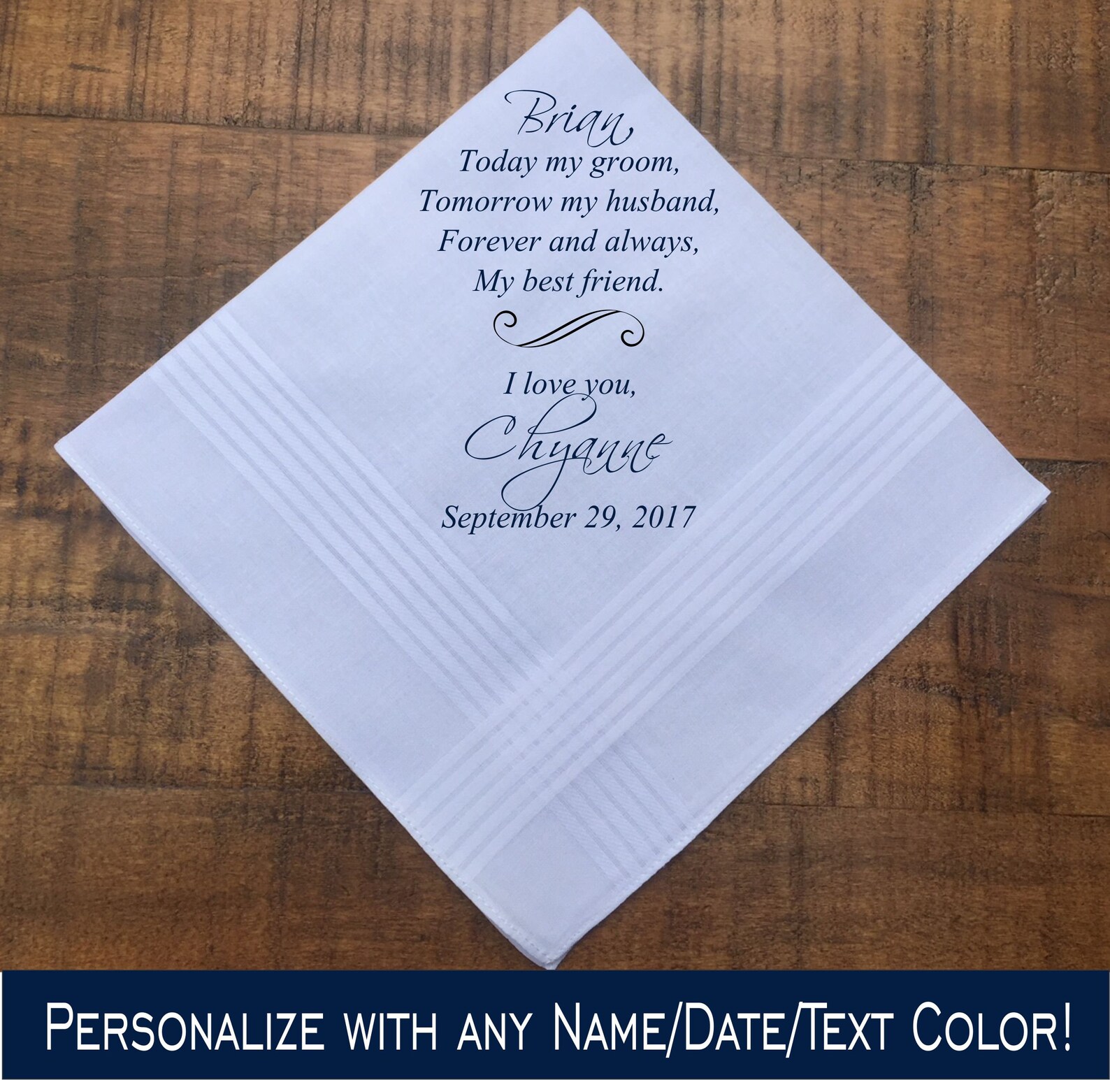 Gift for Groom Custom Wedding Handkerchief for Fiance - Etsy