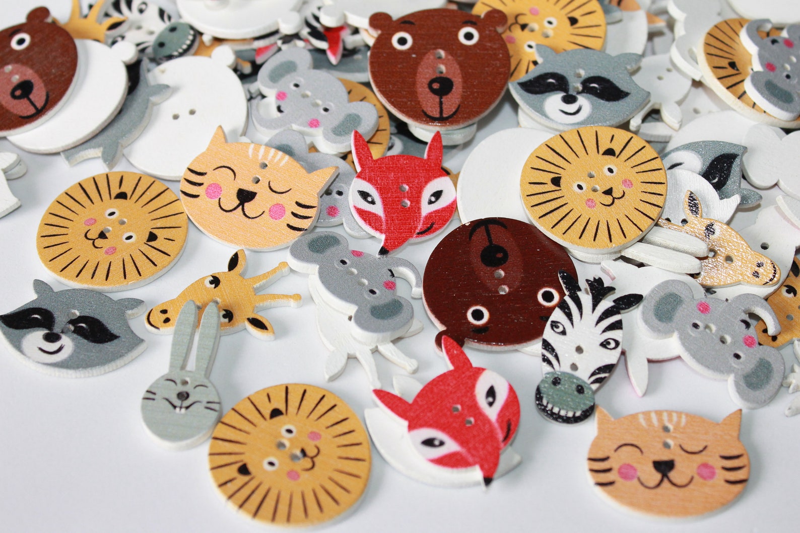 Animal buttons cute funny animal shape dyed wooden buttons | Etsy