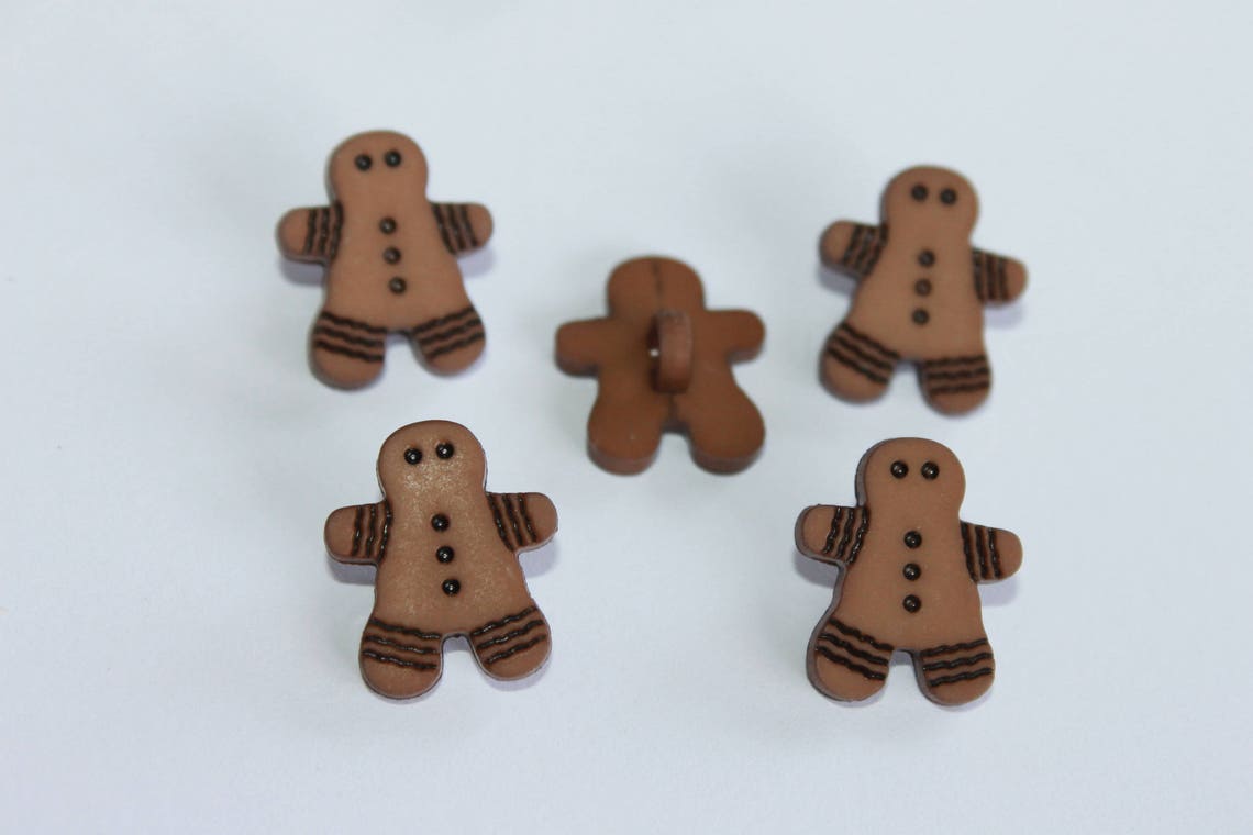 Gingerbread Man Buttons 10 brown color shank Gingerbread Man | Etsy