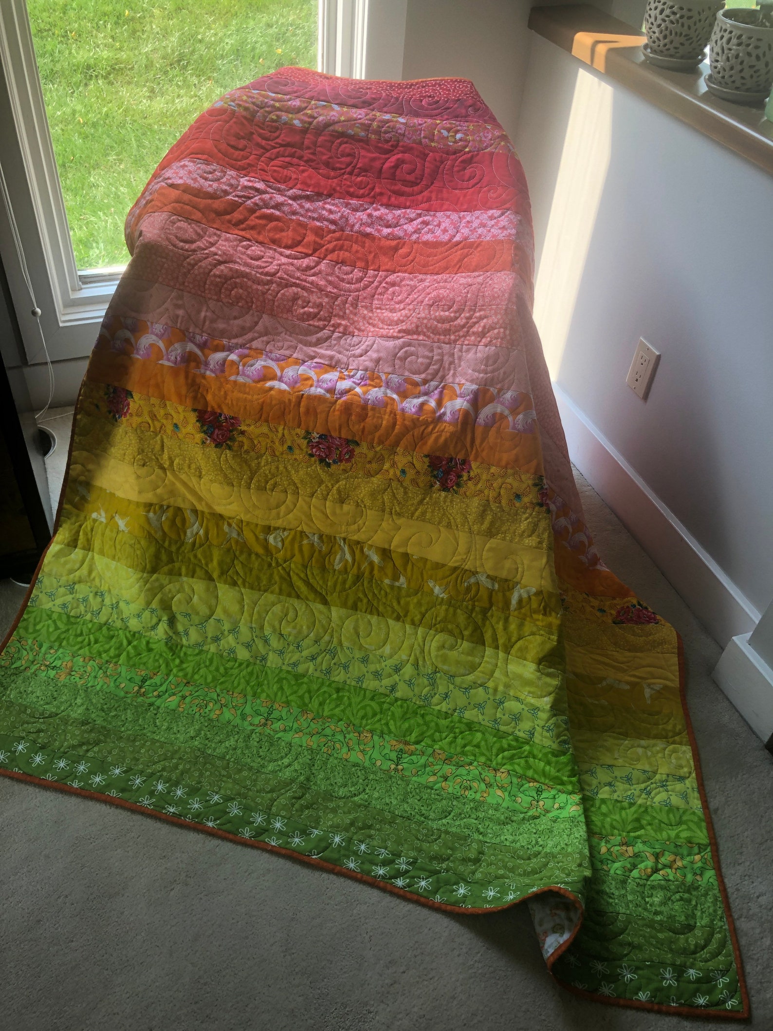 Sunset Quilt Patchwork Made to Order 100% Cotton Yellow Green | Etsy