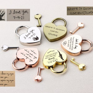 Heart Love Lock With Key, Personalized Lock for Love, Love Padlocks ...