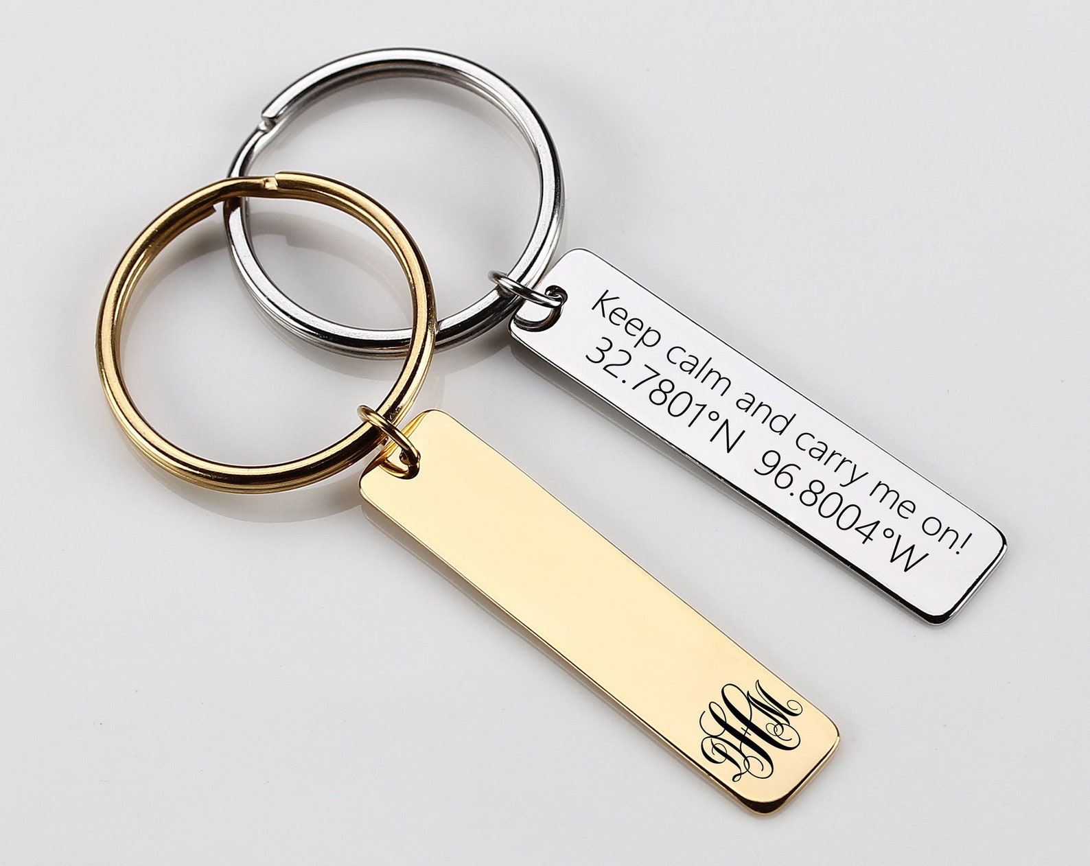 Personalized Coordinates Keychain, Personalized Keyring, Gift for Him ...