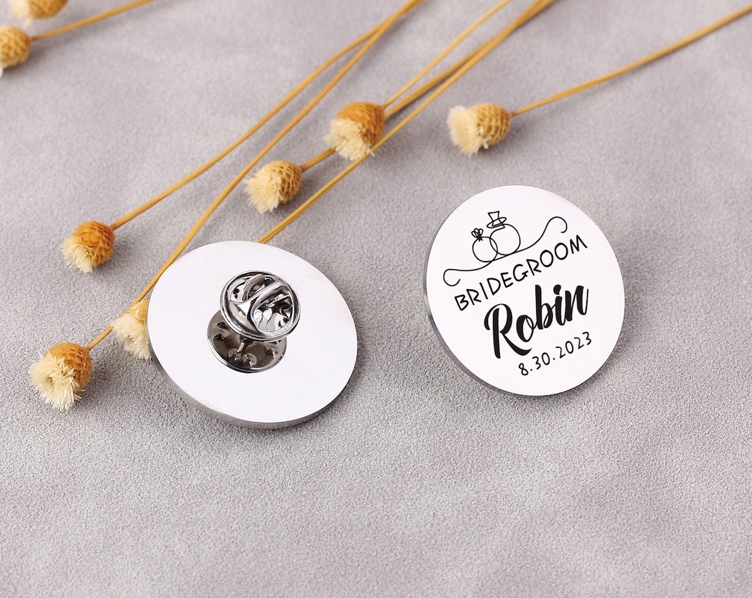 Engraved Lapel Pin for Groom, Custom Brooch Pin Logo, Wedding Lapel Pin ...