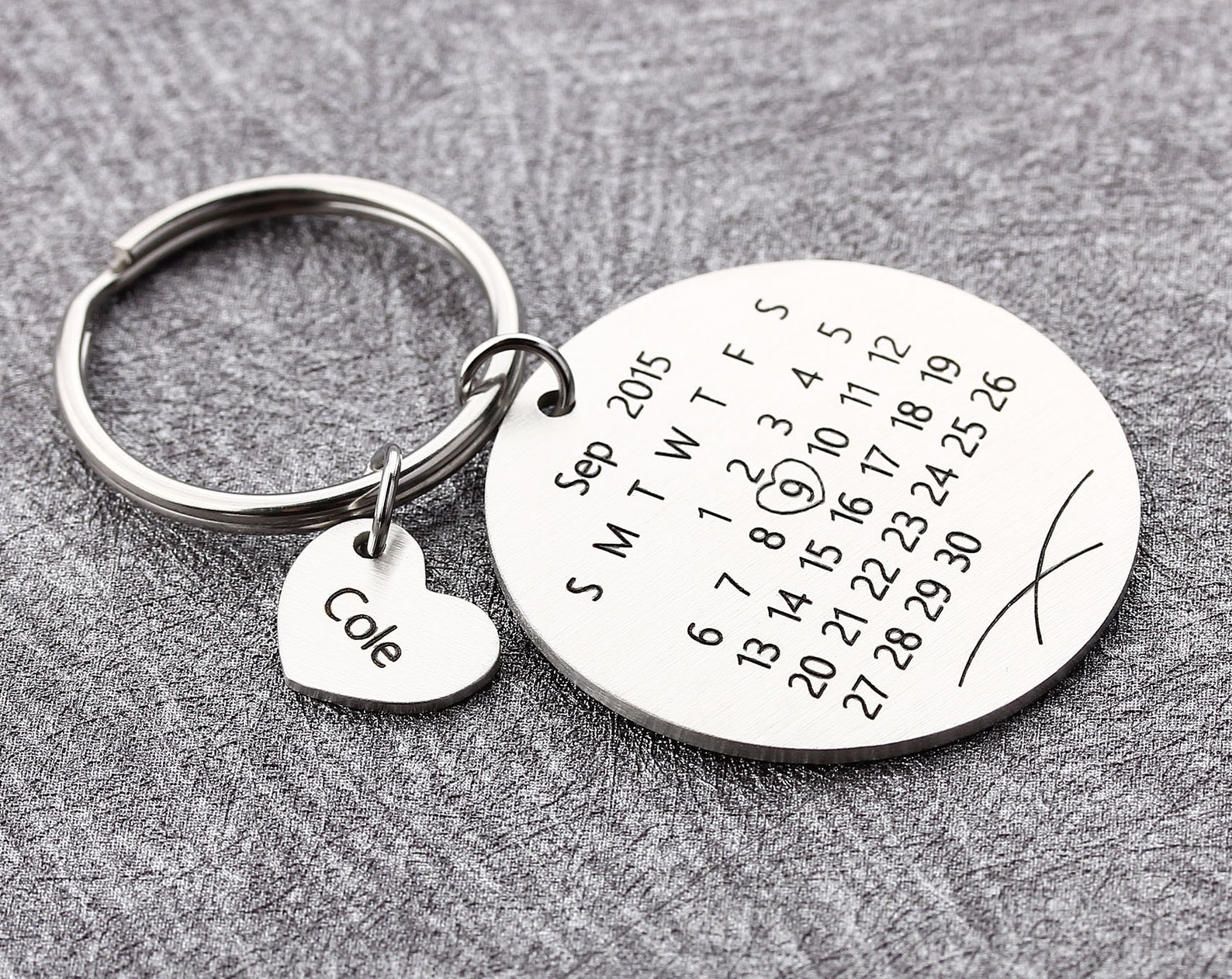Personalized Calendar Keychain Hand Stamped Calendar | Etsy