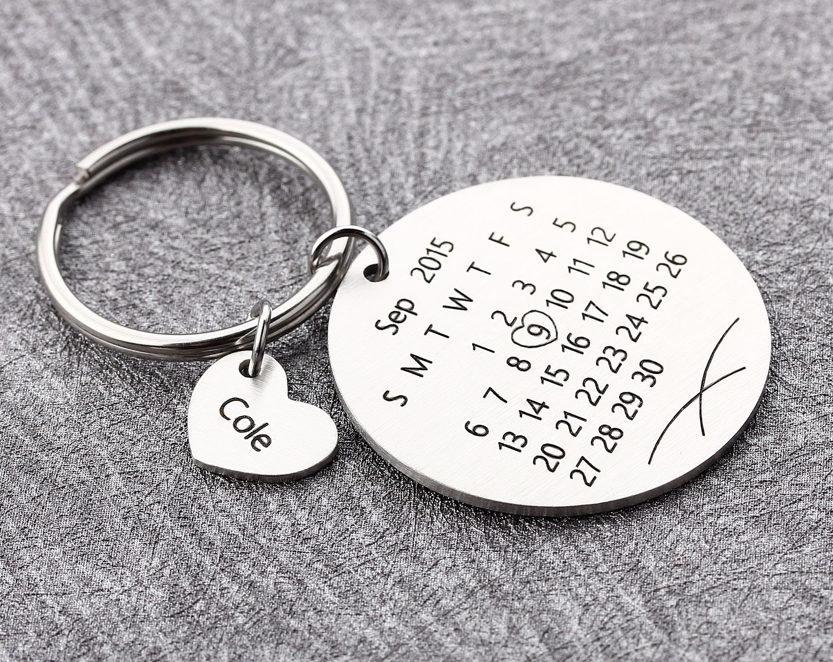 Personalized Calendar Keychain Hand Stamped Calendar | Etsy