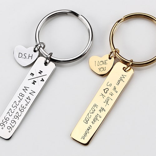 Custom Engraved Keychain Personalized Gift for Men Boyfriend - Etsy