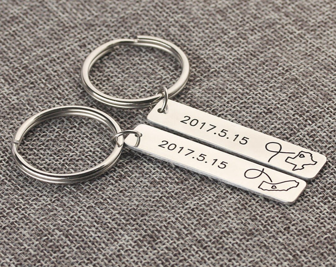 Long Distance Relationship Keychain - State Key Chain - Personalized ...