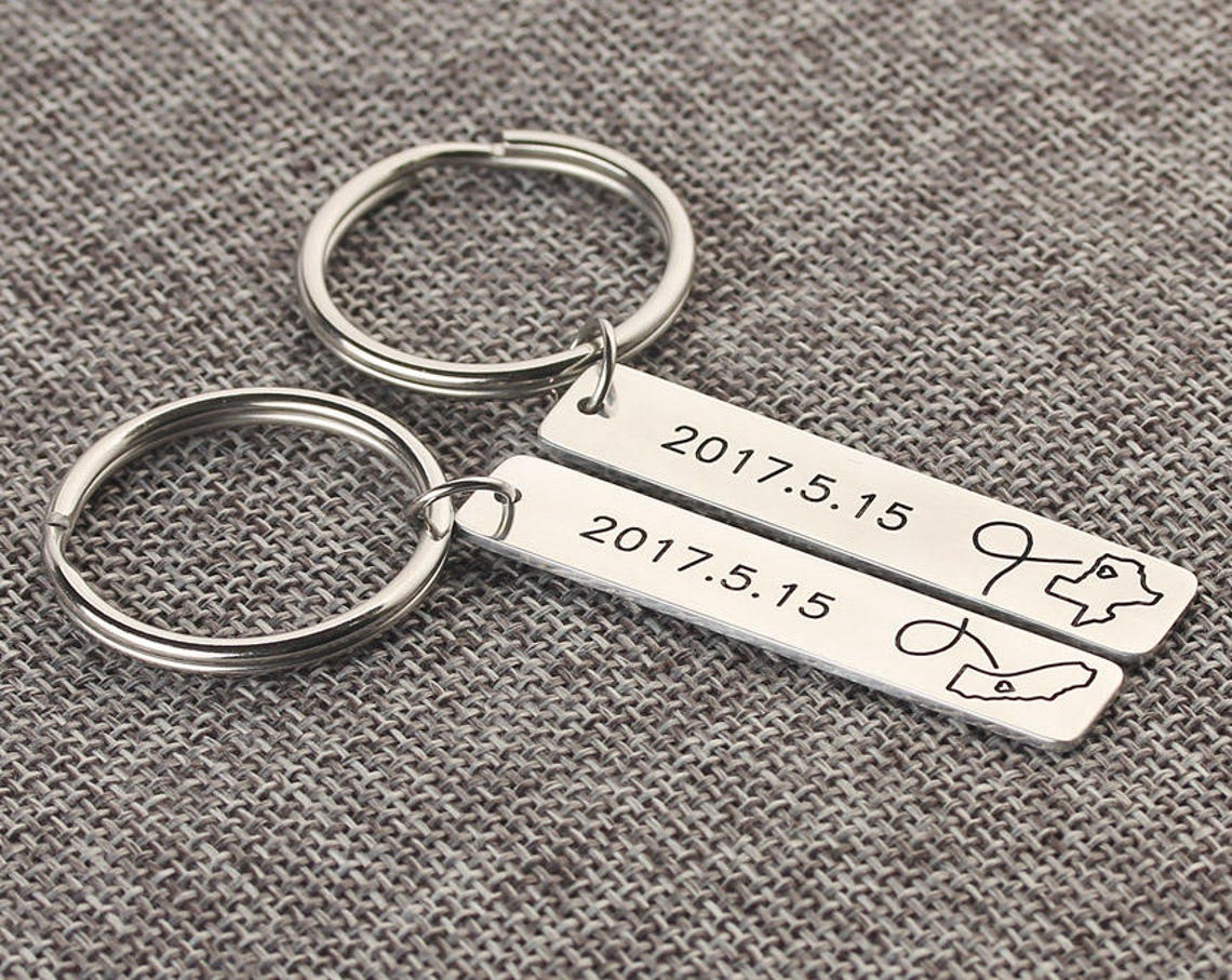 Long Distance Relationship Keychain State Key Chain - Etsy