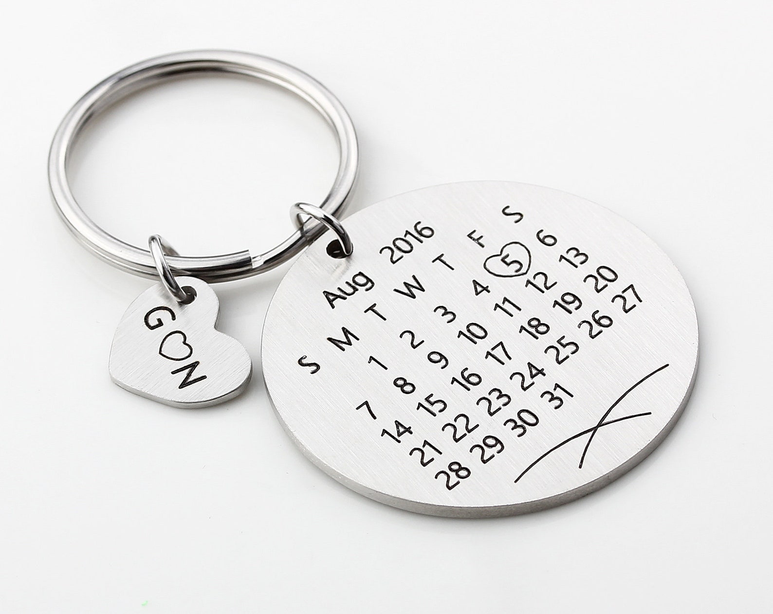 Personalized Calendar Keychain Hand Stamped Calendar | Etsy
