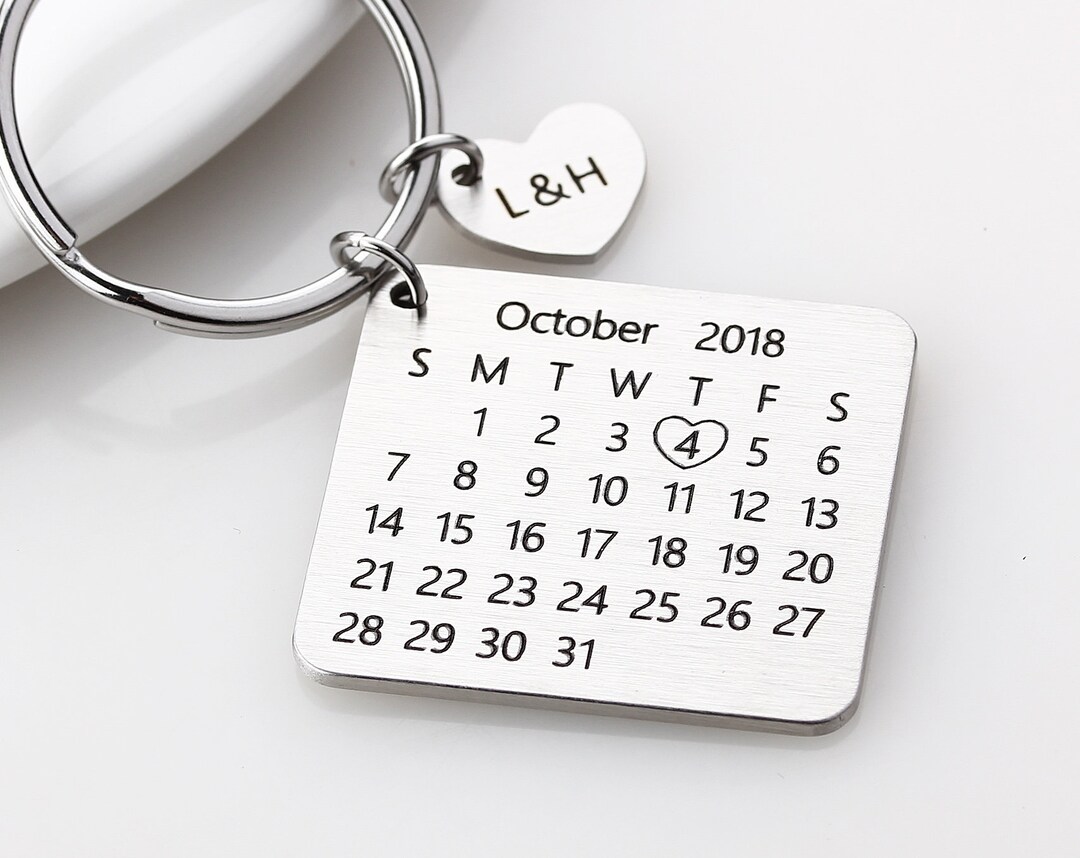 Personalized Calendar Keychain - Hand Stamped Special Day Calendar ...