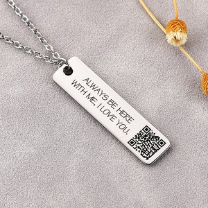 Custom QR Code Necklace, Personalized Song, Message, Picture, Link QR ...