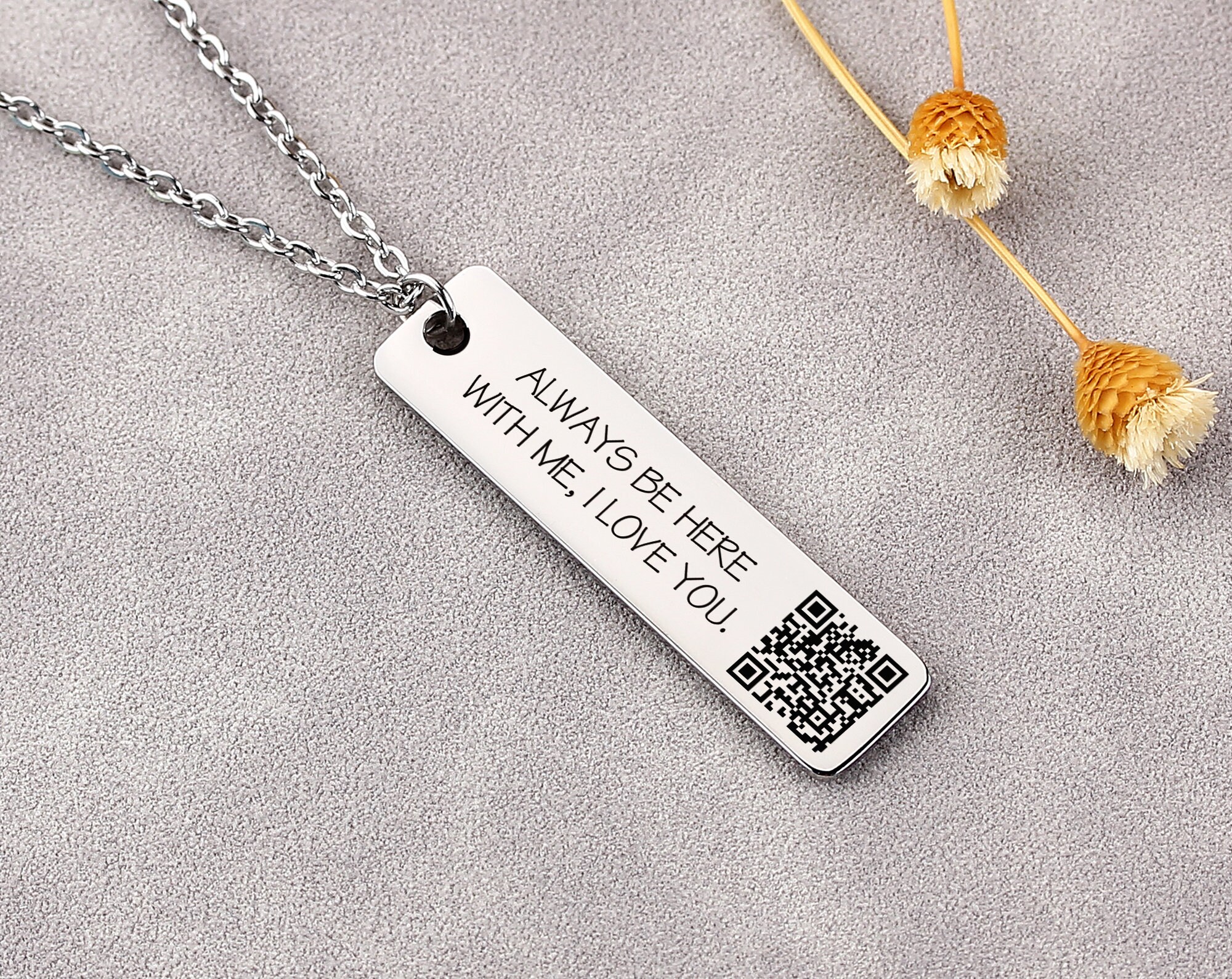 Custom QR Code Necklace, Personalized Song, Message, Picture, Link QR ...