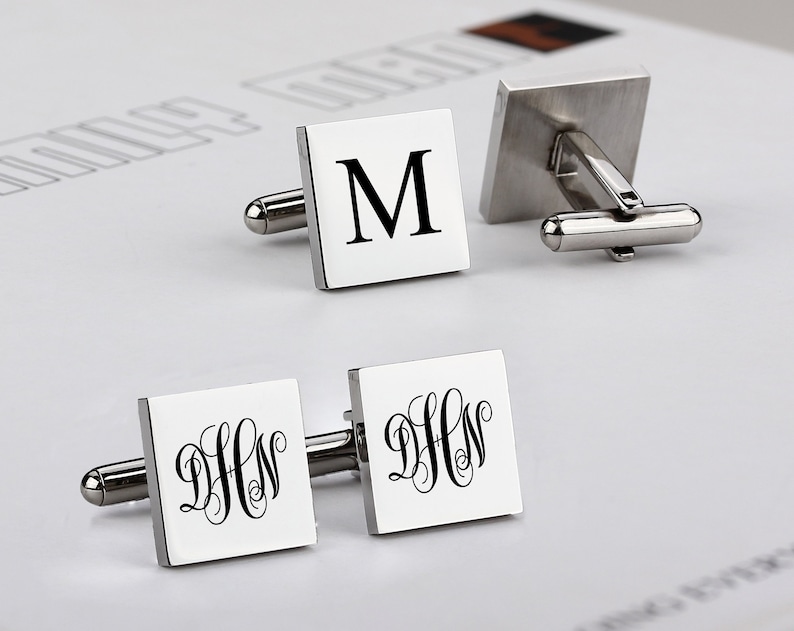 Personalised Engraved Initial Square Cufflinks Wedding or - Etsy