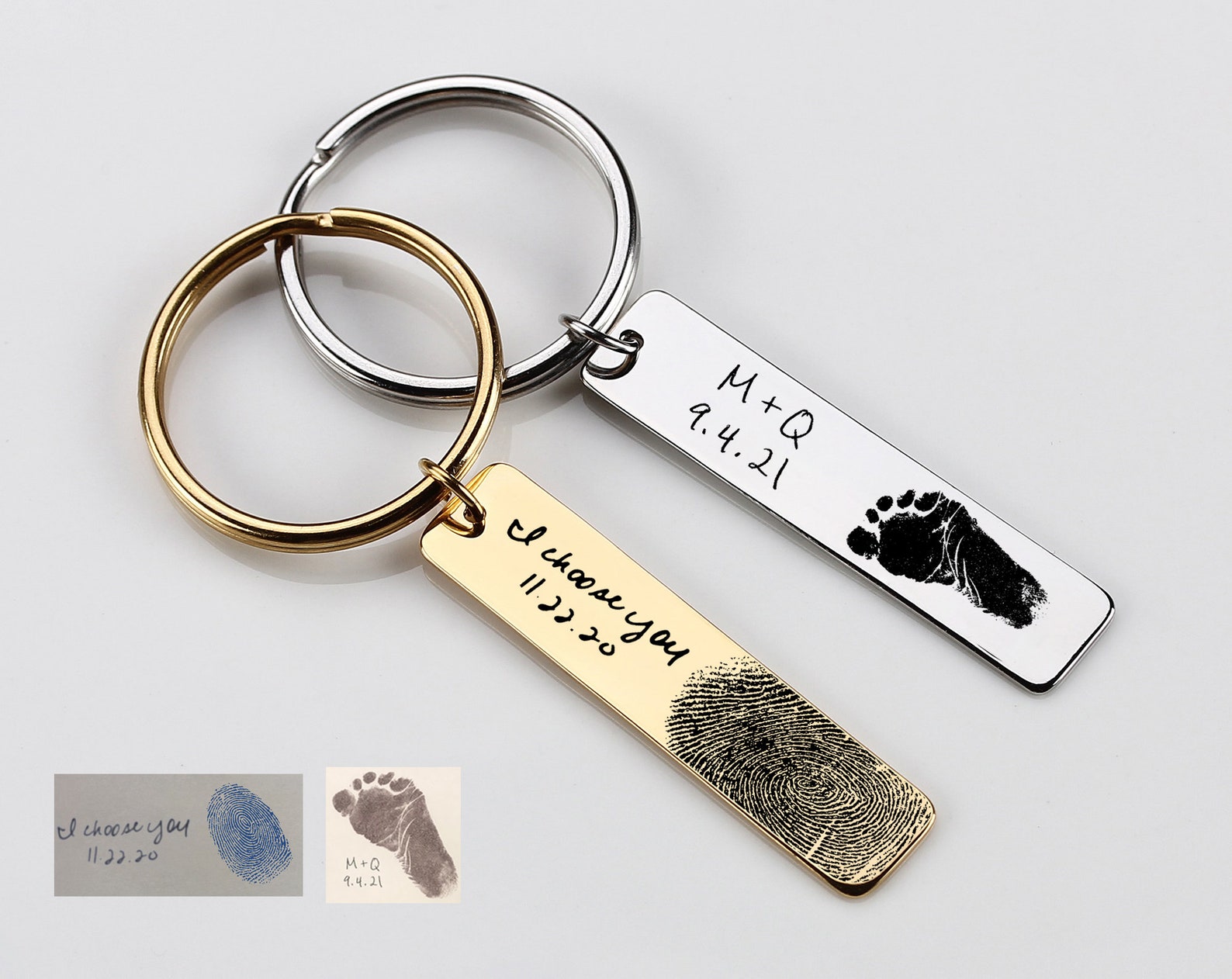 Handwriting Key Chain, Your Actual Fingerprint Handwriting Keychain ...