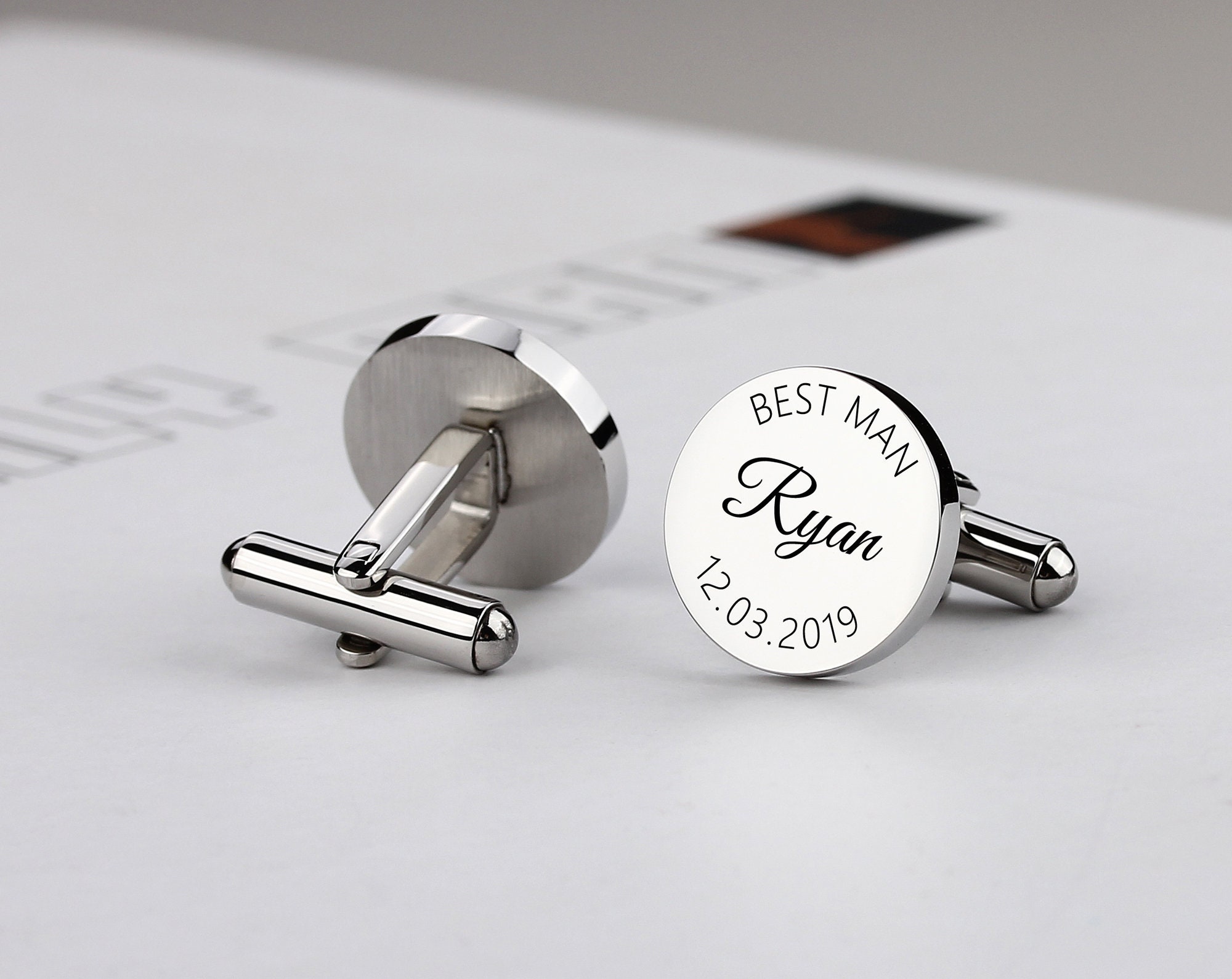 Personalised Engraved Initial Cufflinks Wedding Birthday - Etsy UK