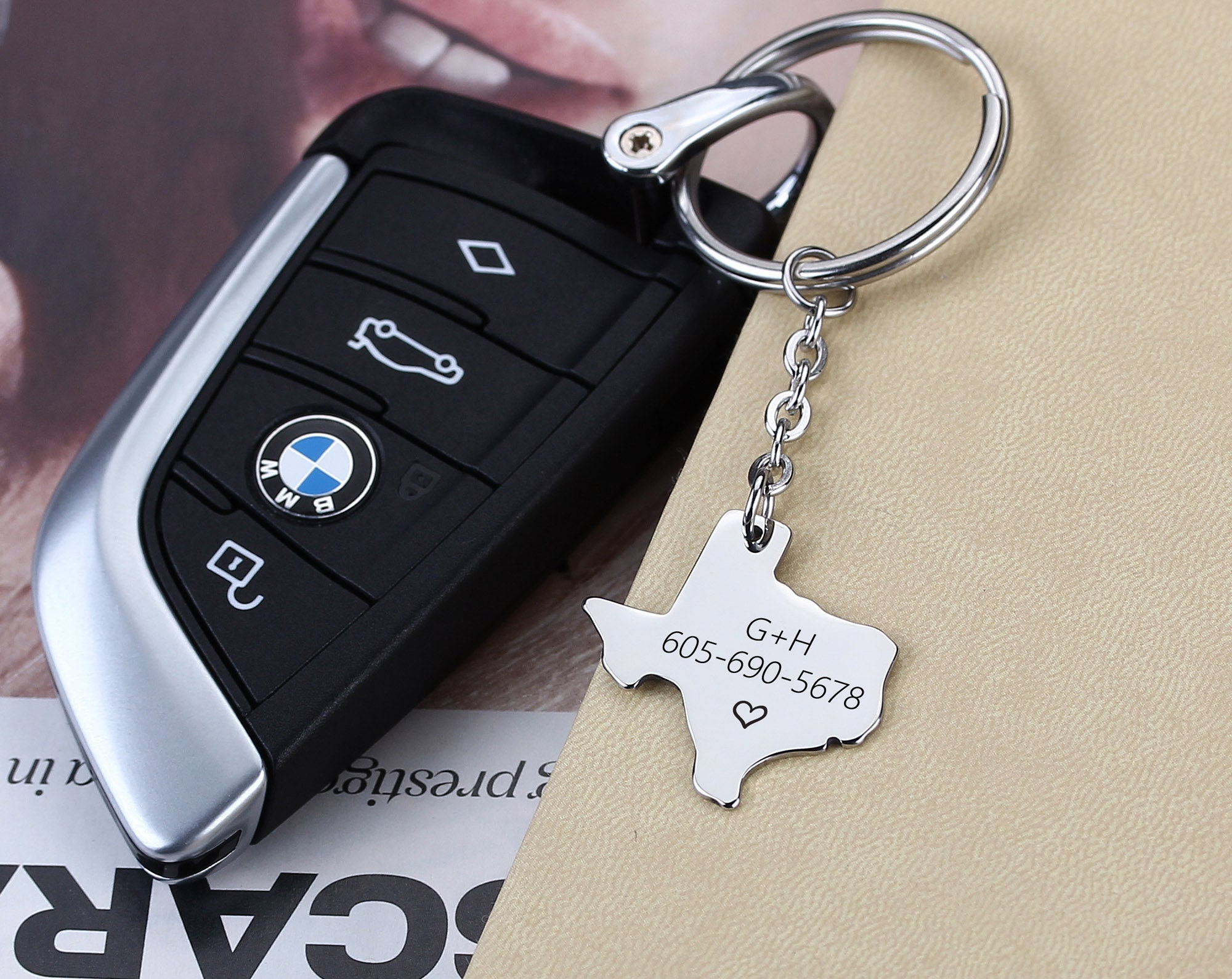 Texas State Keycahin Custom Made Texas Home Key Chain Texas | Etsy